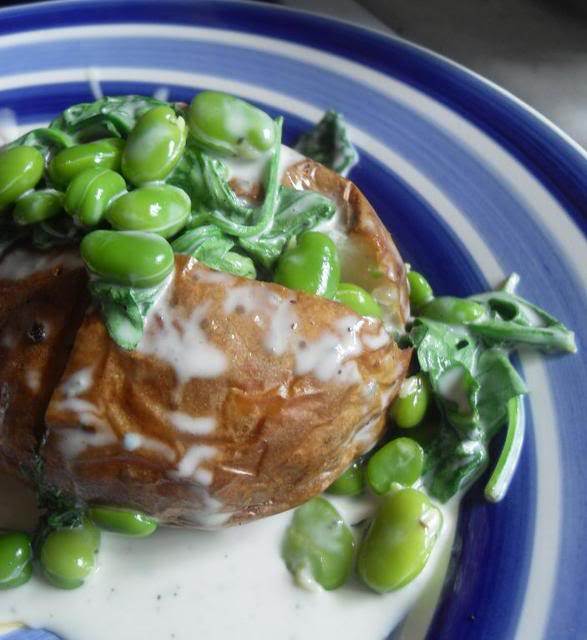 Baked Potatoes with Broad Beans, Rocket and Blue Cheese | The English ...