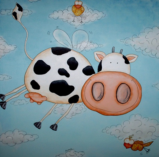 Ontem, eu reparava no sorriso das vacas...: Vaca voadora