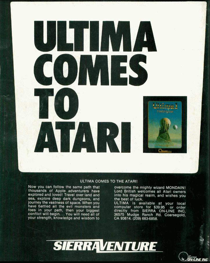 ATARI 8-bit Ads: Ultima Comes To The Atari (Finally!)