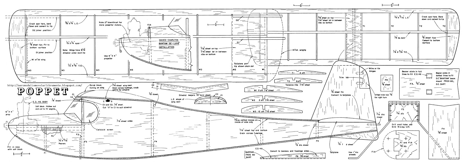 Volar Libremente - Free Flight Models Airplanes: POPPET de Vic Smeed. 1962