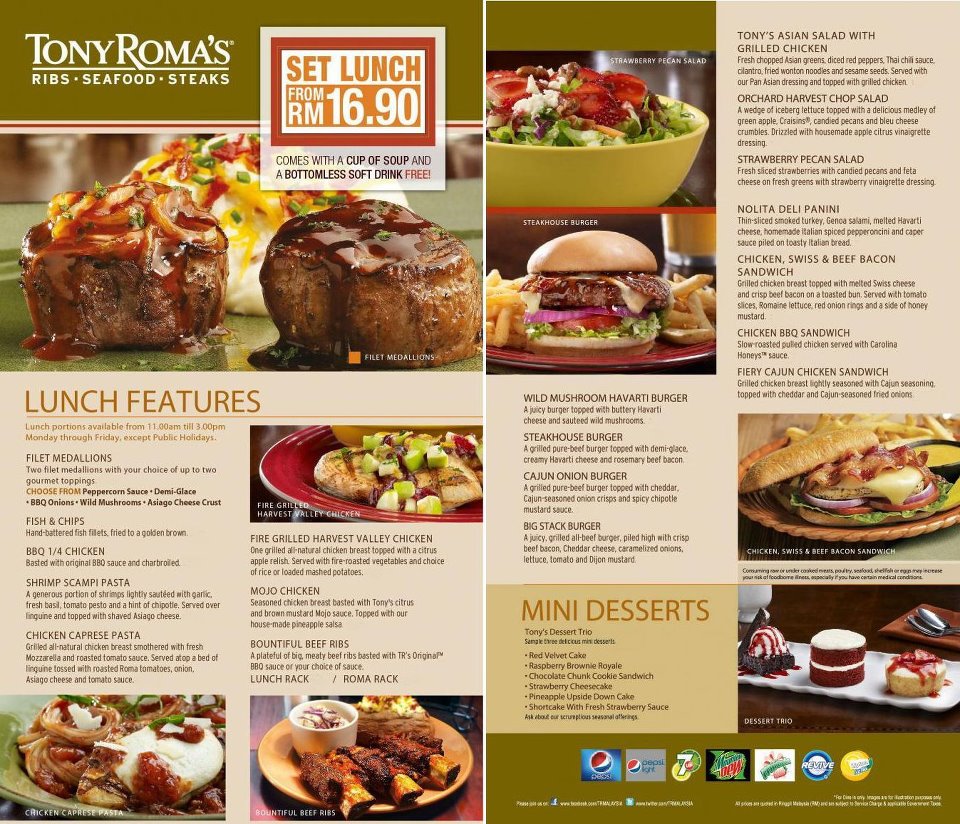 Eat Well Travel On_: Tony Roma's Restaurant Lunch Promotion