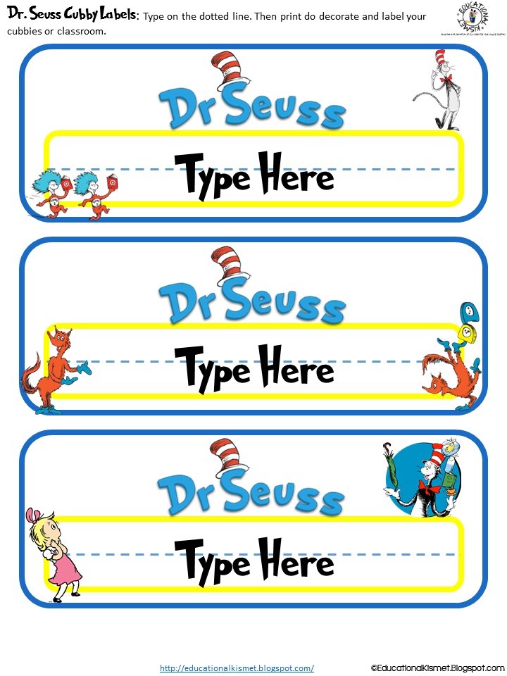Educational Kismet : Dr. Seuss Labels