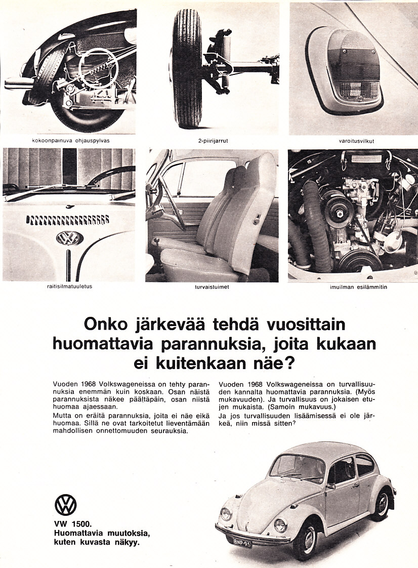 Vanhoja mainoksia: Volkswagen "Kupla" 1965