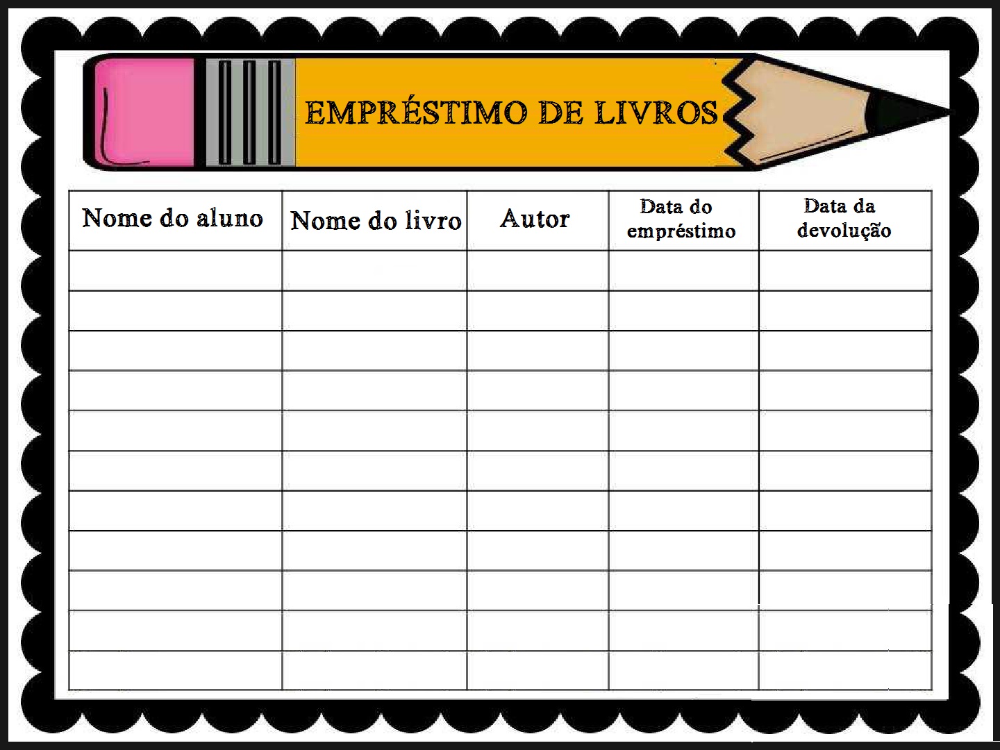 Ficha De Empréstimo De Livros Biblioteca Escolar - LIBRAIN