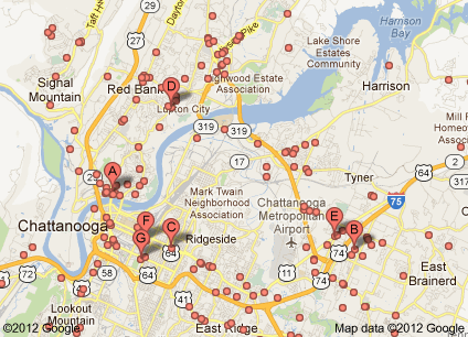 Chattanooga Tennessee City Map