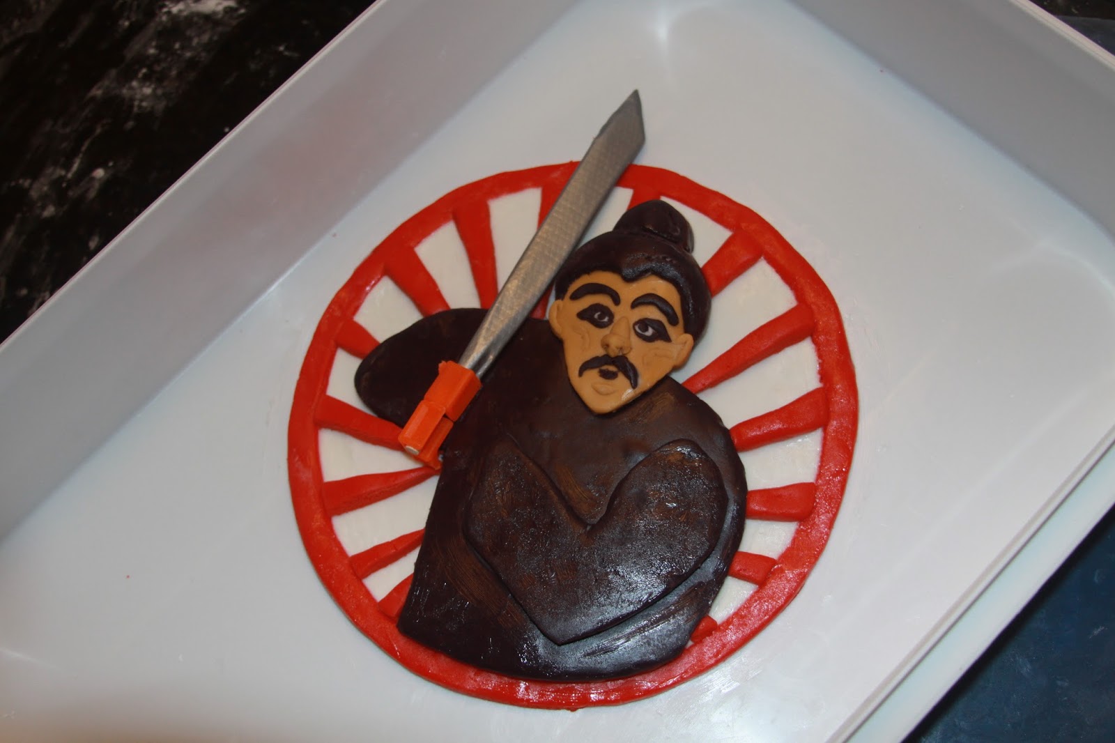 Katie's Cakes & Cupcakes: Jude's samurai birthday cake and koi cupcakes