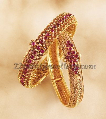 22k Ruby Bangles - Jewellery Designs