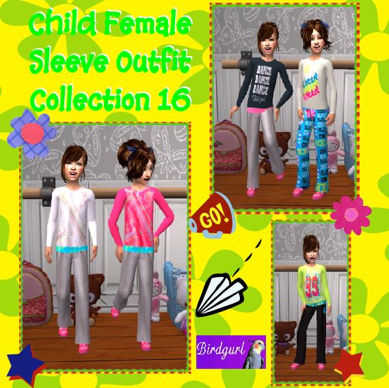 Birdgurl's Sims 2 Creations: Child Female Sleeve Outfit Collection 16