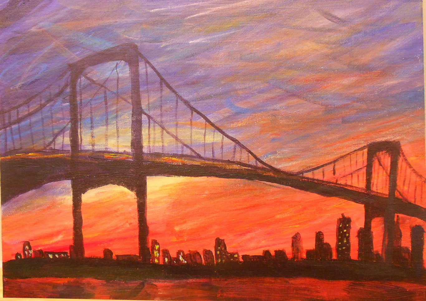 For the Love of Art: Bridge at Sunset Landscape For Grumbacher Art ...