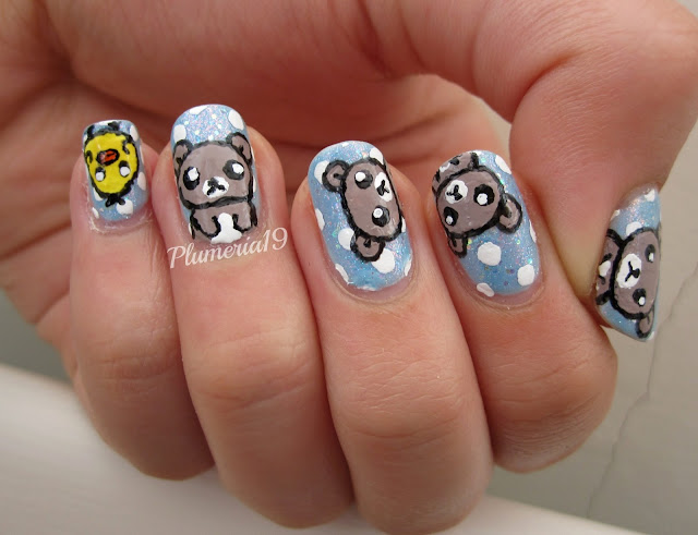 PlumeriaPainted: Rilakkuma (Relax Bear) Nail Art