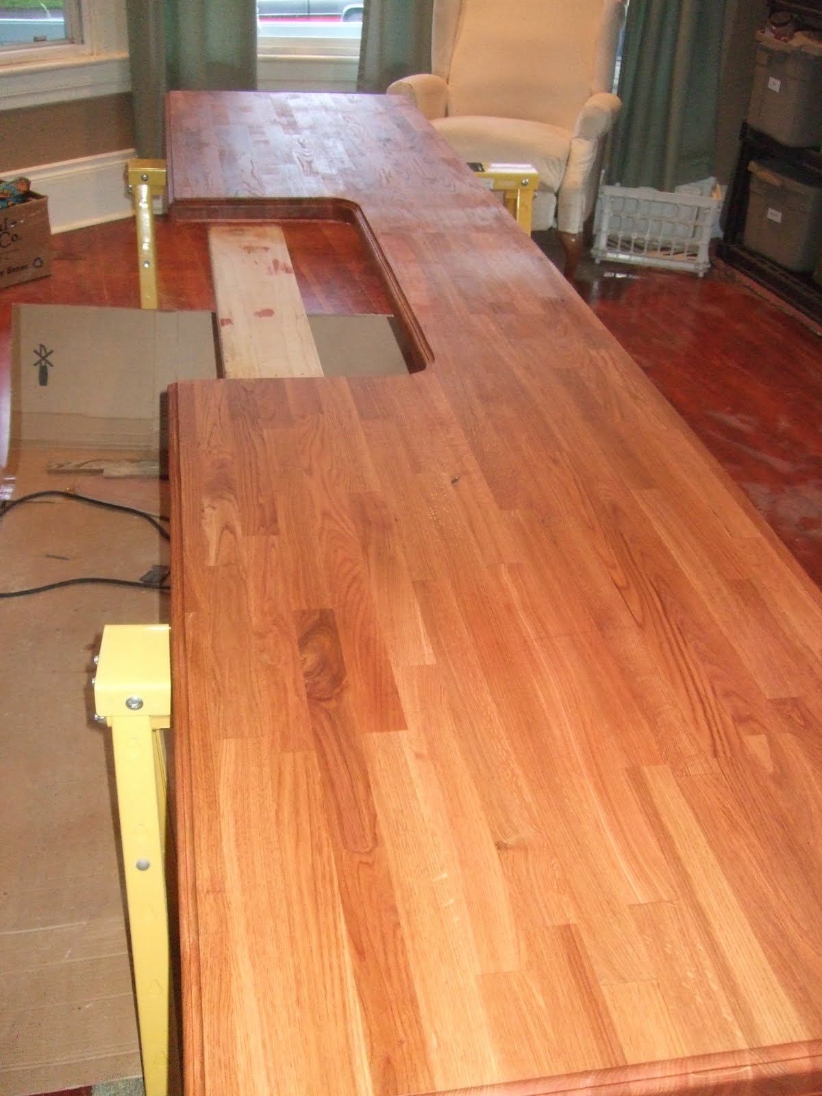 The Smiths: Wood countertop routed and stained