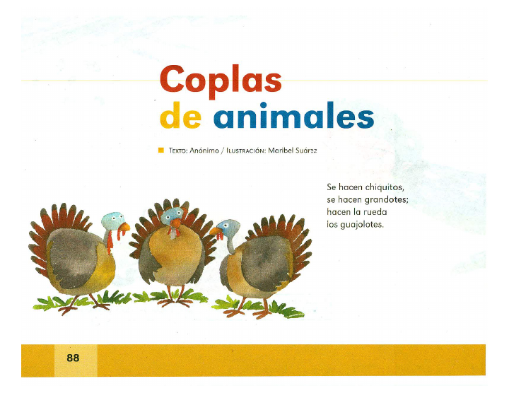 Coplas de animales - Español Lecturas 2do grado ~ Apoyo Primaria