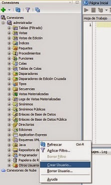 Trabajando con SqlDeveloper: Crear un usuario Oracle