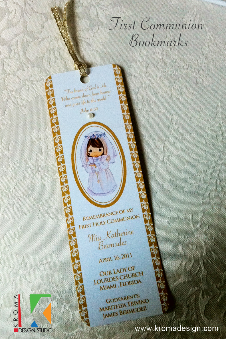 {Religious Events} Personalized Bookmarks as Favors ~ Kroma Design ...