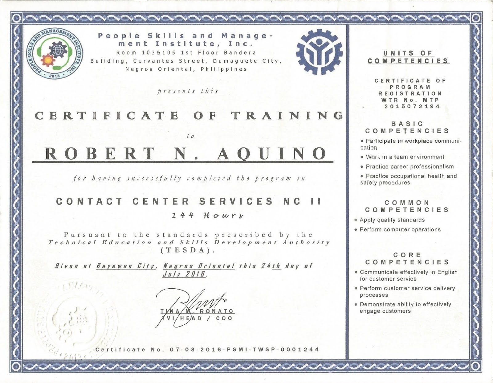 Aquino's Freelance Services: Earned Certificates