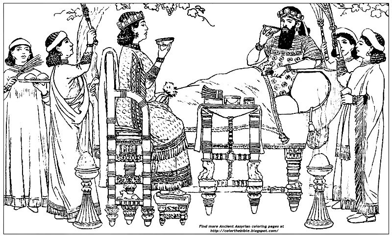 Color This Assyrian King and Queen | Color The Bible