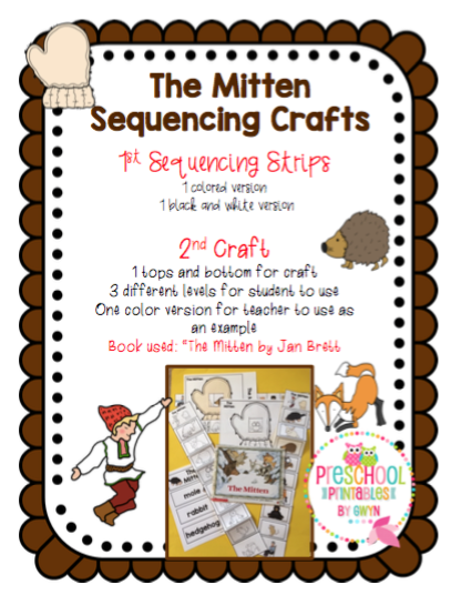 The Mitten Sequencing Crafts ~ Preschool Printables