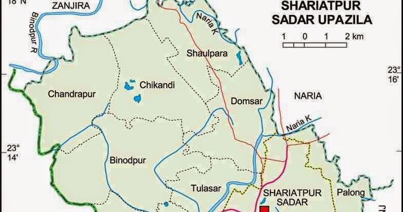 Shariatpur Sadar Upazila Map, Shariatpur, Bangladesh