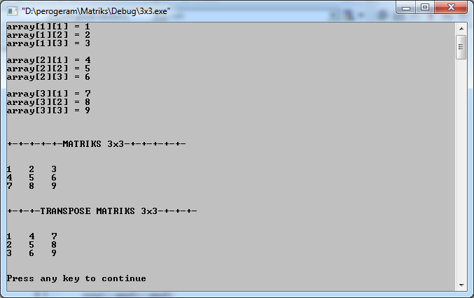 Algoritma Program Transpose Matriks 3x3 Array For C