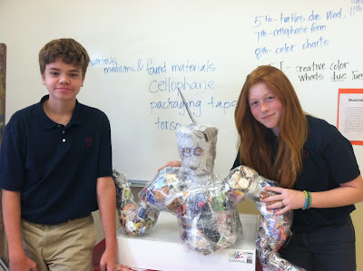 Dunham Middle School Art: Cellophane Human Form Sculptures