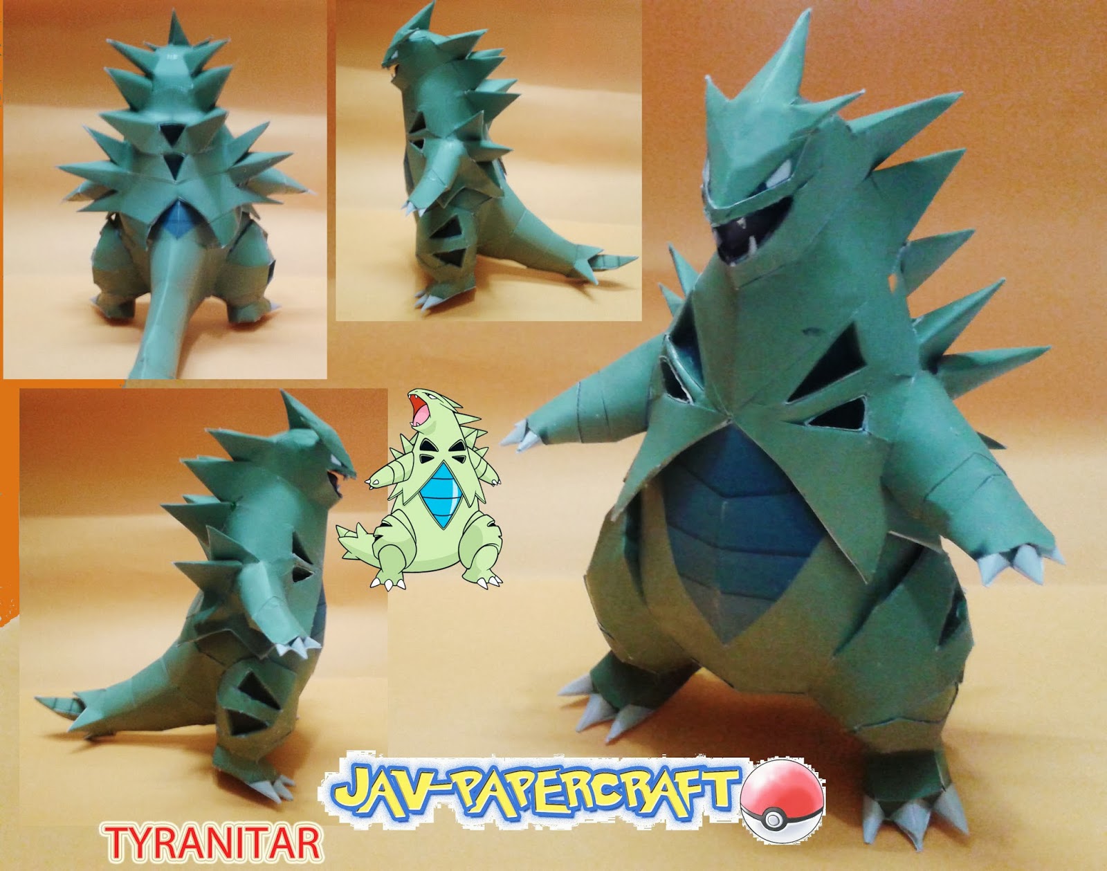 Pokemon Tyranitar Paper Model ~ Paperkraft.net - Free Papercraft, Paper ...