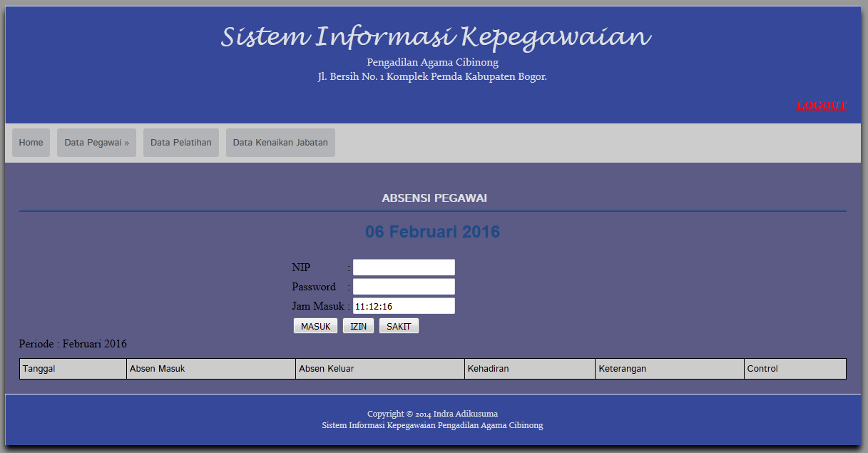 Screenshoot Aplikasi Berbasis Web Sistem Informasi Kepegawaian (Simpeg ...