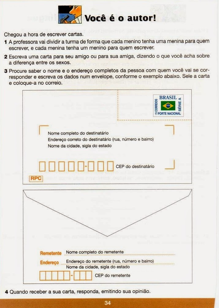 JORNAL R 7ª: COMO PREENCHER REMETENTE E DESTINATÁRIO: CARTA