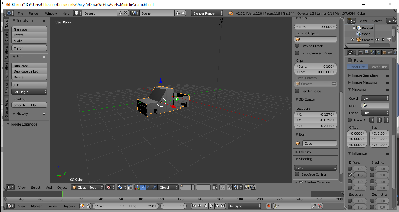 Novo projeto em Unity 3D