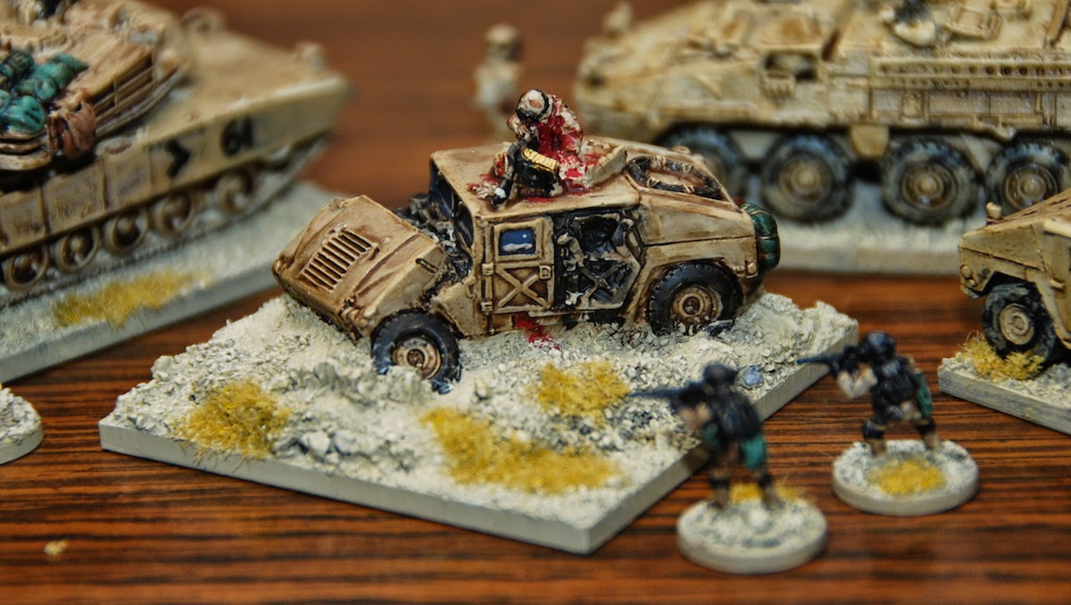 Lord Ashram's House of War: Wrecked 15mm Humvee... an objective marker