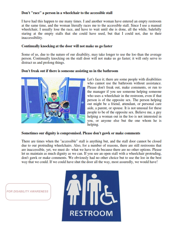 DISABILITY AWARENESS: Public Restroom Etiquette and the Wheelchair ...