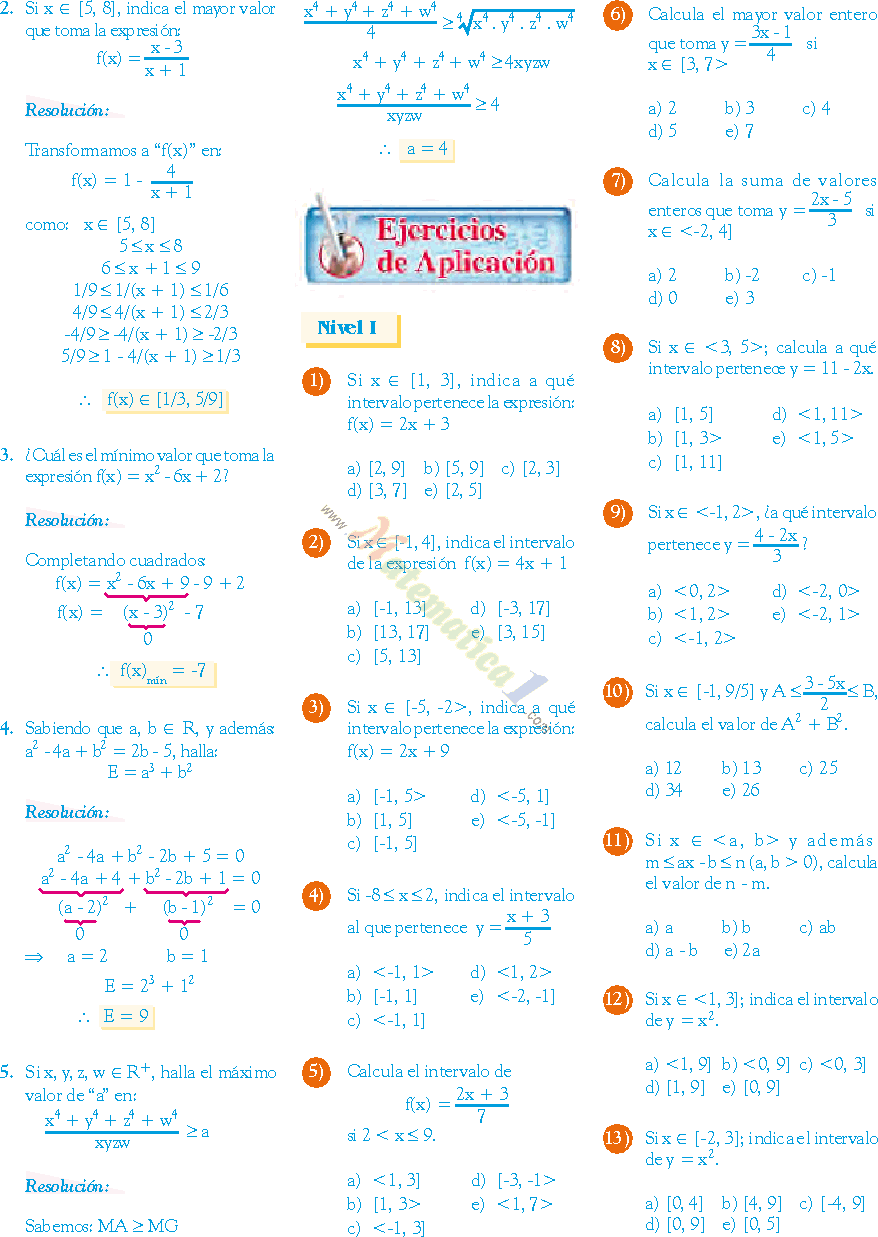 DESIGUALDADES E INTERVALOS NUMÉRICOS EJERCICIOS RESUELTOS Y PARA ...