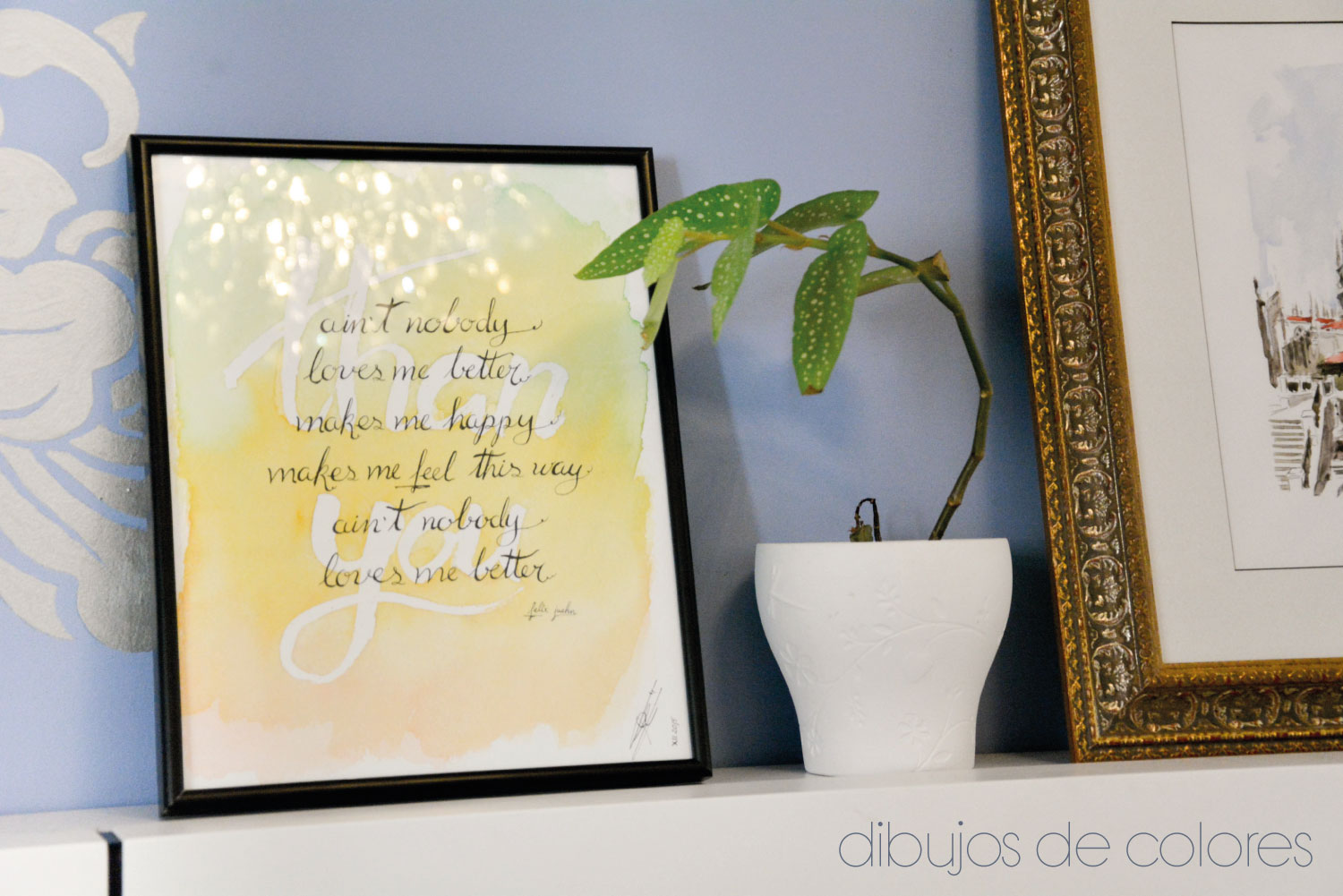 Cuadro decorado con lettering - Dibujos de Colores