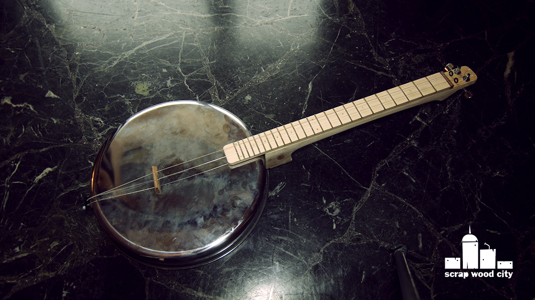 scrap wood city: How to make a 2 string instrument from an oven pan ...