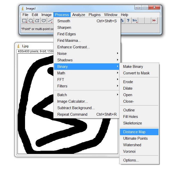 My imageJ: เมนู Process with ImageJ [ตอนที่ 25] Binary, Distance Map ...