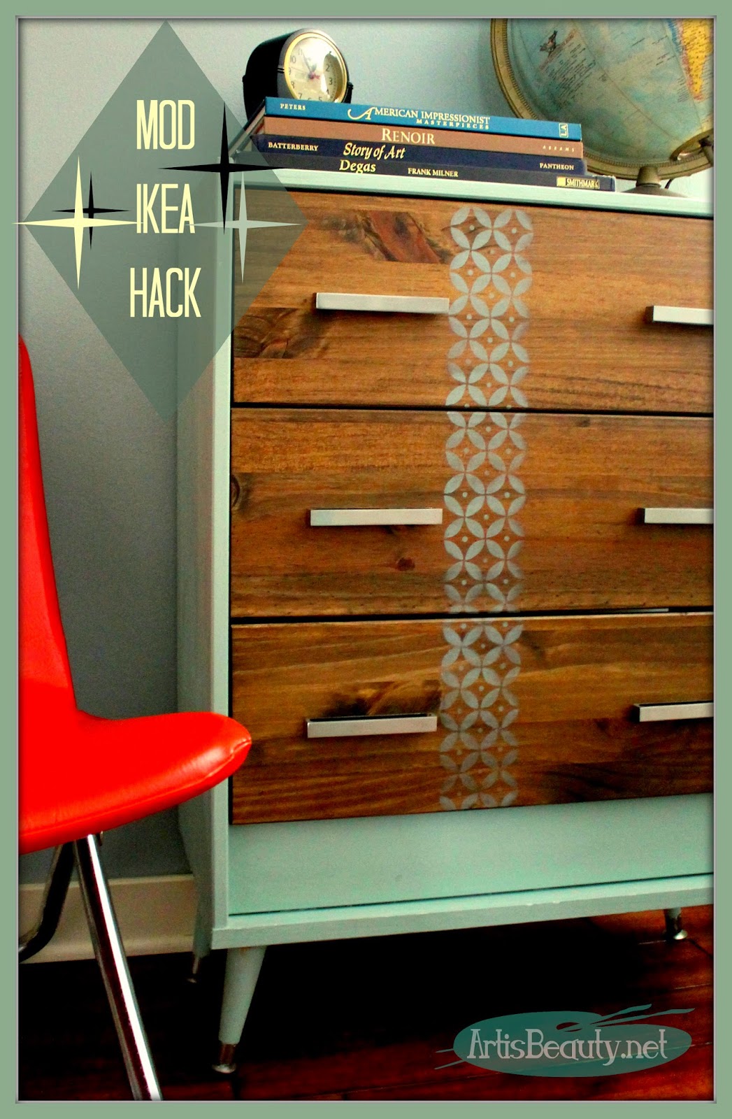 ART IS BEAUTY: Mid Century MOD IKEA Rast HACK dresser