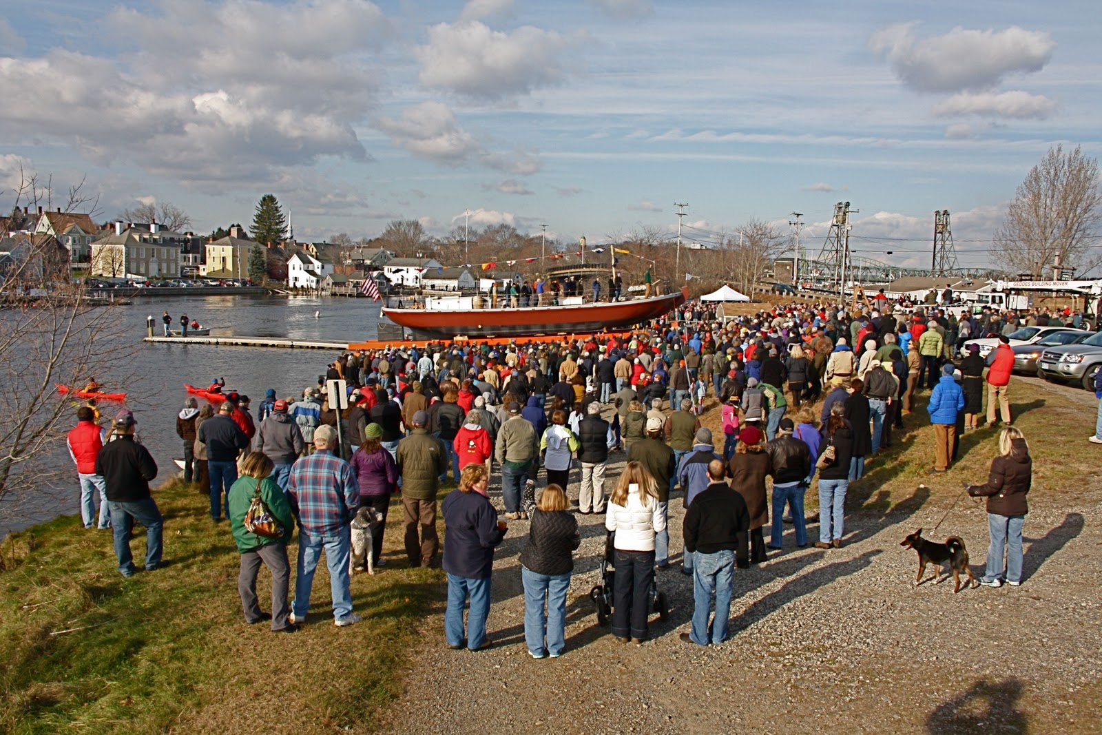 Boatbuilding With Burnham: Launching the new Gundalow in the Piscataqua ...