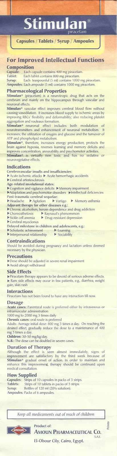 Drug Pamphlet: Stimulan