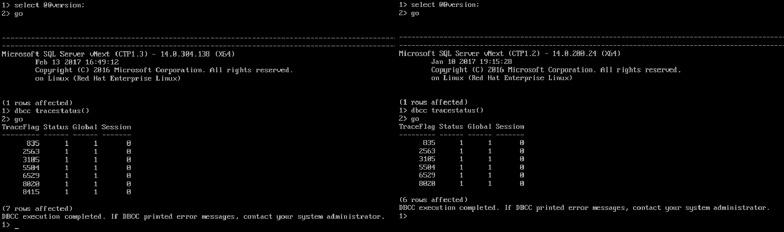 Database Administrator's World: Trace Flags on SQL Server vNext CTP 1.3