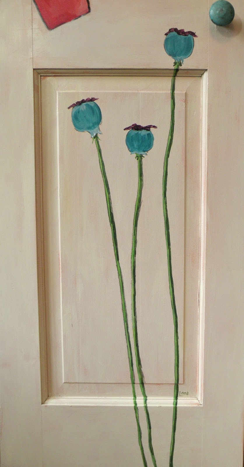 ART FOR LIFE: "POPPY CHALKBOARD DOOR" ORIGINAL ACRYLIC ON 3 PANEL SOLID ...