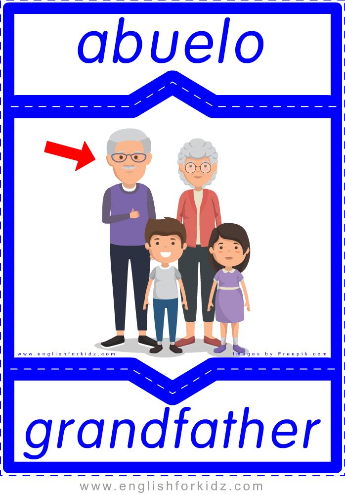 English-Spanish Flashcards: Family Members. Part 3