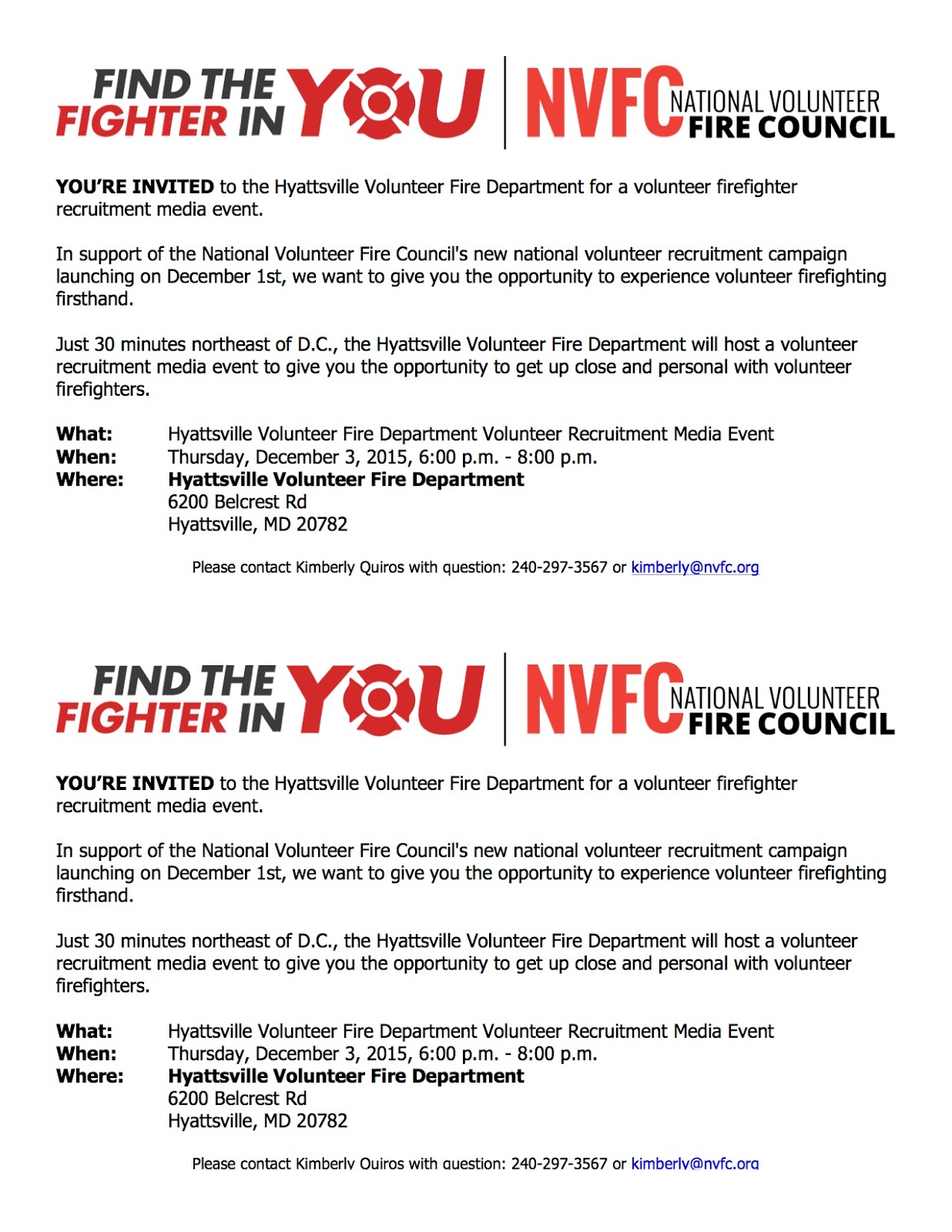 MEDIA EVENT TONIGHT - Volunteer Firefighter Recruitment in Hyattsville