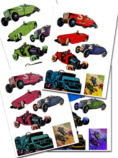 Printable Retro Comic Racing Cars
