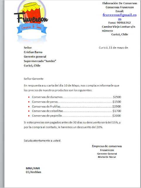 Con Michelle redacta cada día mejor : Carta de Cotización