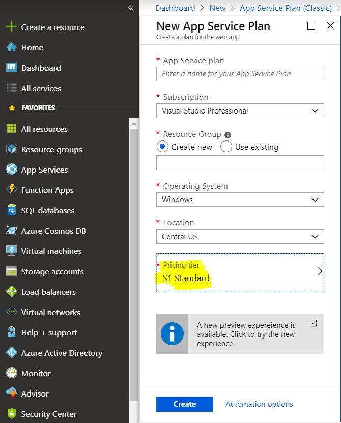 App services Plan in Azure | C#.NET,SQL Server and Microsoft Azure
