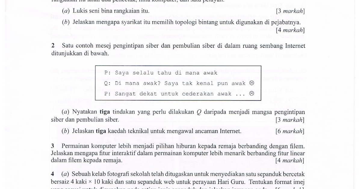 Contoh Soalan Exam Ict