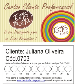 Tutto Truffa Chocolates: Cartão Fidelidade Tutto Card