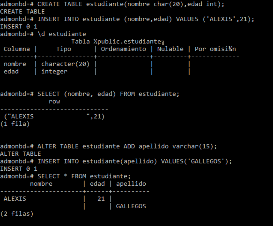 Comandos Básicos con PostgreSQL