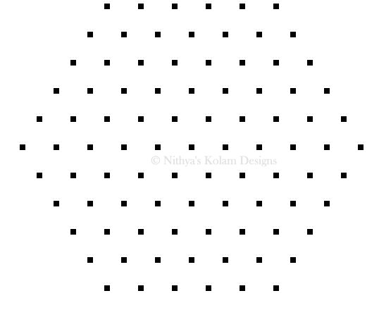 Nithya's Kolam Designs: Kolam 56 : Interlocked dots 11 x 6