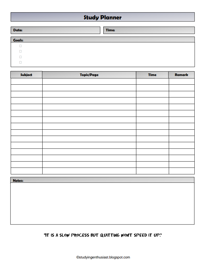 Free Daily Study Planners